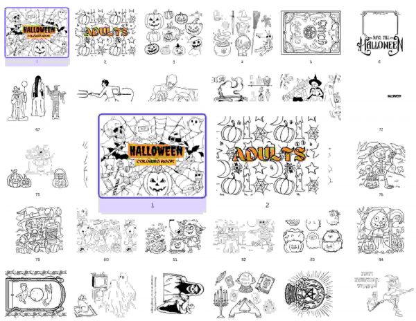 90 Halloween Coloring Pages For Adults & Kids (Printable) | Acrylic ...