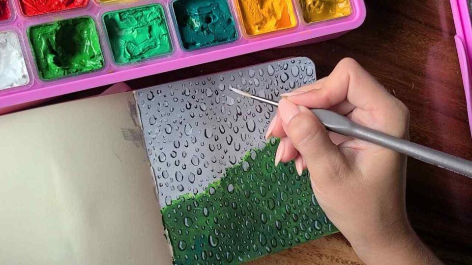 16 Easy Drawing Raindrops Turotials (Pencils, Oil Pastels, Acrylic, and ...