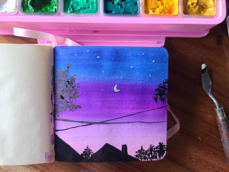 23 Easy Night Sky Painting Tutorials (Acrylic, Watercolor, Poster Paint ...