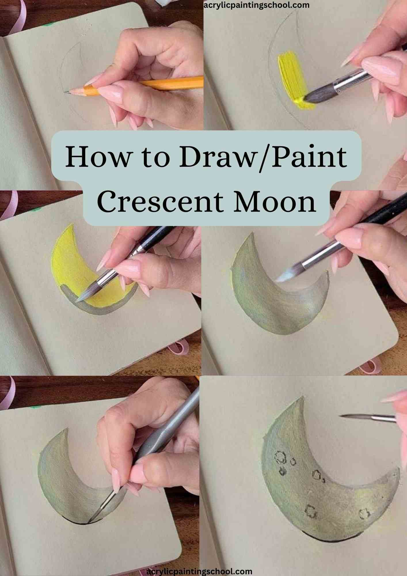 15 Easy Moon Drawing Ideas For Beginners | Acrylic Painting School
