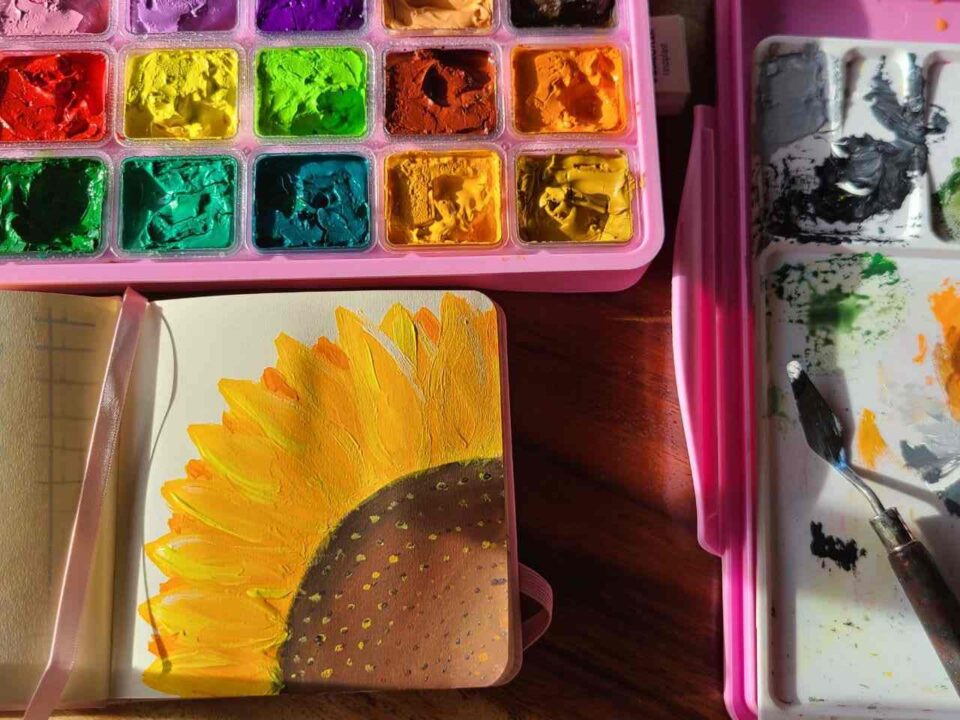 Learn To Paint Sunflowers With Gouache (+ Video Tutorial) | Acrylic ...