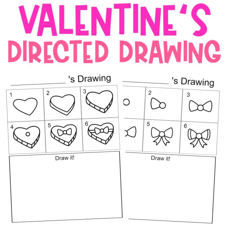 12 Valentine Directed Drawings For Kids (Free Download) | Acrylic ...