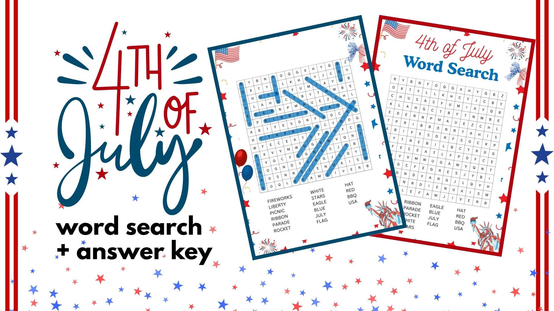 4th of July Word Search For Kids | Acrylic Painting School